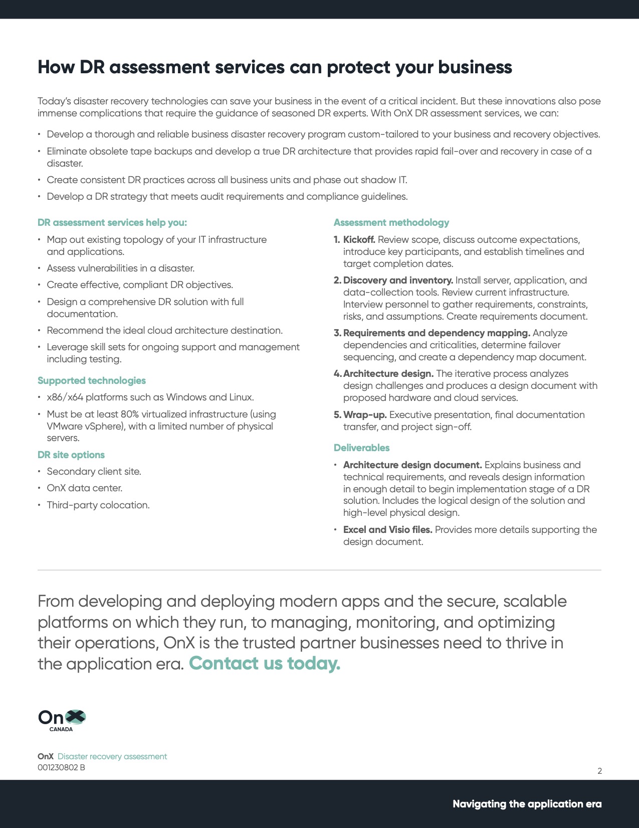 Disaster recovery assessment